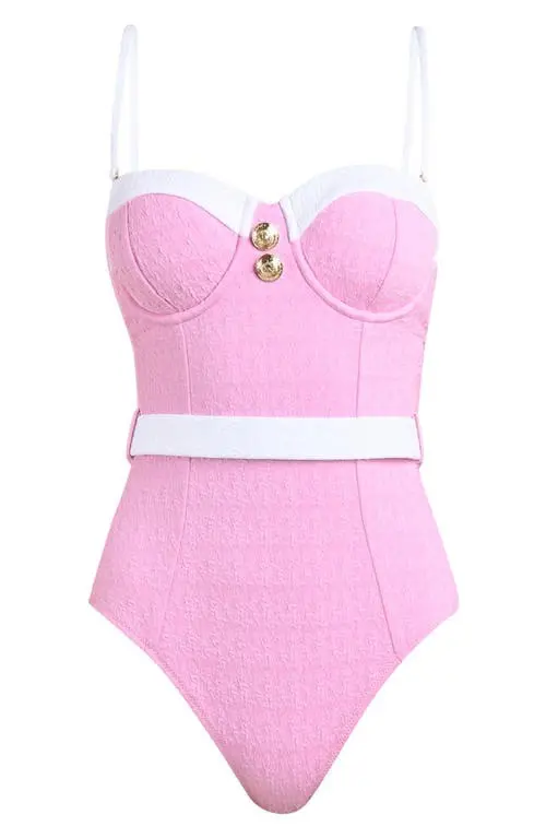 L'Agence Amie Colorblock Jacquard One-piece Swimsuit