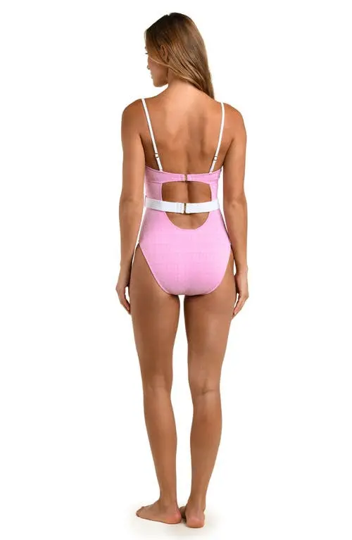 L'Agence Amie Colorblock Jacquard One-piece Swimsuit