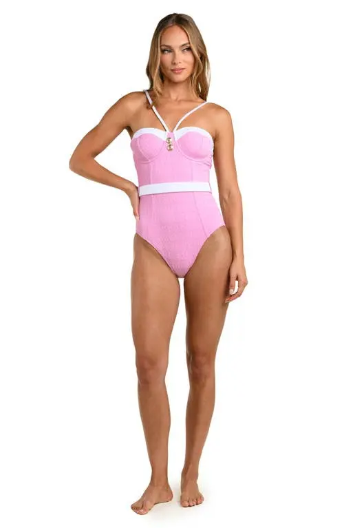 L'Agence Amie Colorblock Jacquard One-piece Swimsuit