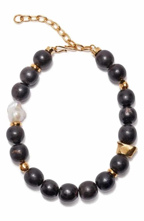 LIZZIE FORTUNATO Oria Bead & Pearl Necklace - Black