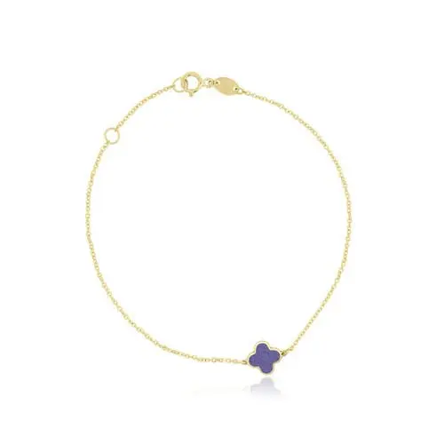 THE LOVERY FINE JEWELRY Mini Single Clover Bracelet - Amethyst