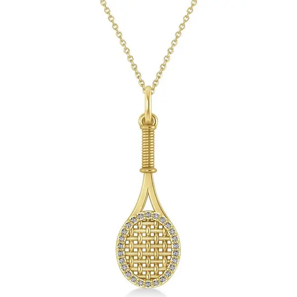 ALLUREZ Diamond Tennis Racket Pendant Necklace - Yellow Gold