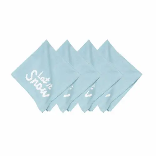 CAROL & FRANK A Christmas Holiday Tufted Solid Napkins Set Of 4 - Blue