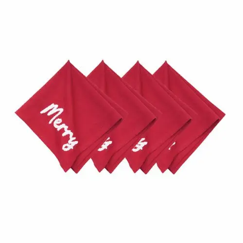 CAROL & FRANK A Christmas Holiday Tufted Solid Napkins Set Of 4 - Red
