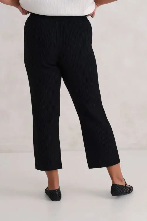 KADA Awaken Ribbed Knit Crop Pant - Ink