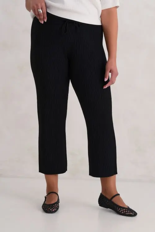 KADA Awaken Ribbed Knit Crop Pant - Ink