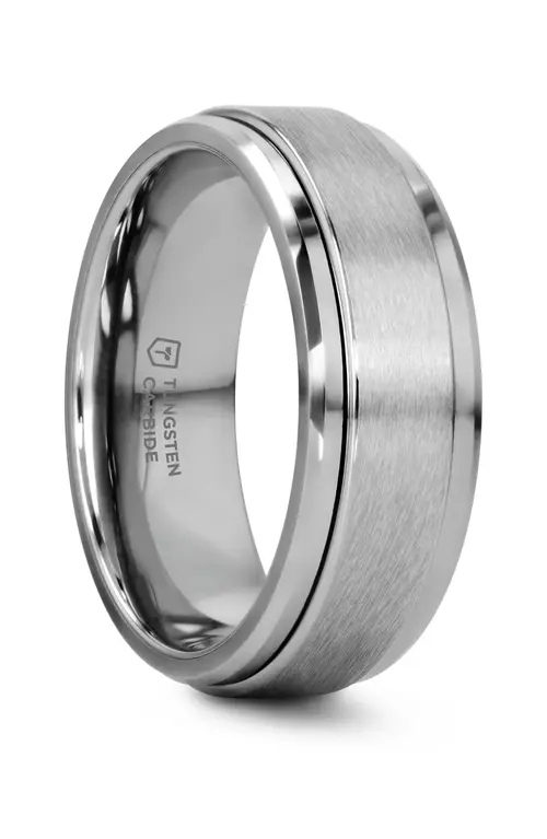 LARSON JEWELERS Revolution Tungsten Carbide Spinning Band - Metallic Silver