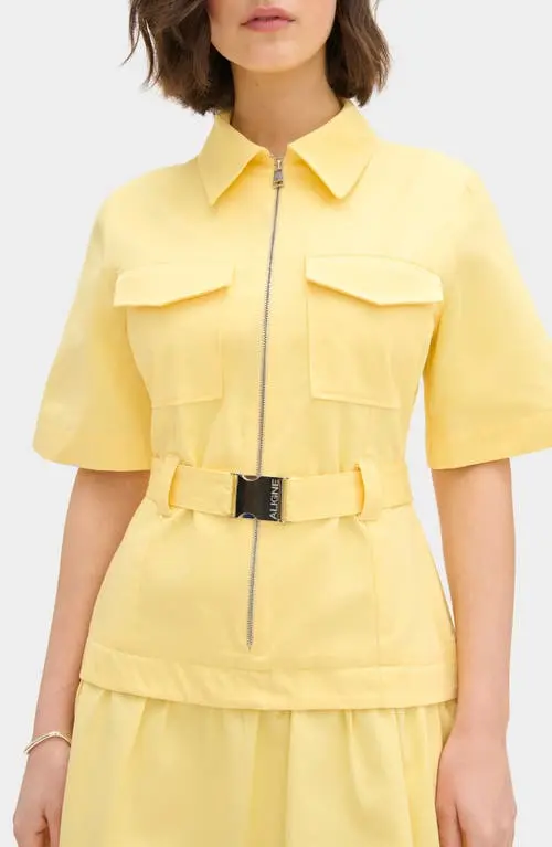 ALIGNE Organic Cotton Midi Shirt Dress - Yellow