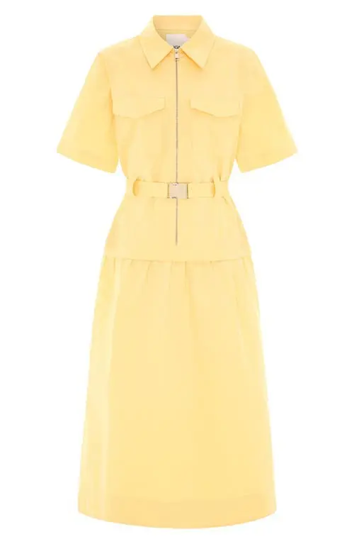 ALIGNE Organic Cotton Midi Shirt Dress - Yellow
