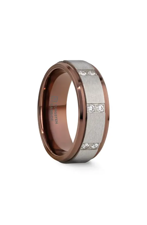 LARSON JEWELERS Beowulf Raised Center Tungsten Wedding Band - Espresso