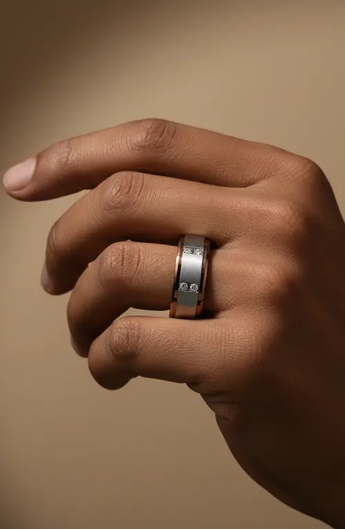 LARSON JEWELERS Beowulf Raised Center Tungsten Wedding Band