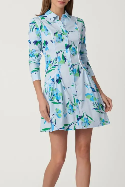 Shoshanna Seabreeze Print Poplin Millie Mini Dress - French Blue Multi