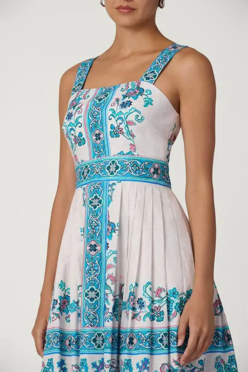 Shoshanna Warwick Tile Print Almma Midi Dress