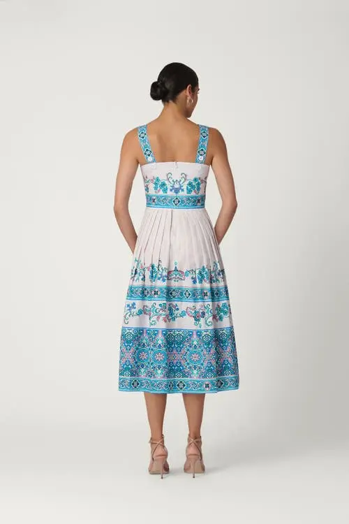 Shoshanna Warwick Tile Print Almma Midi Dress