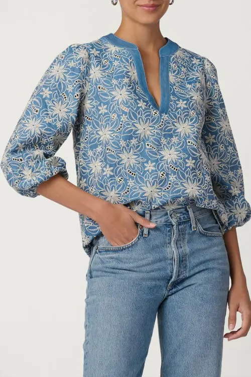 Shoshanna Embroidered Lizzie Top