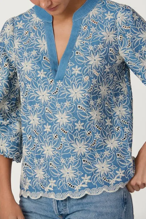 Shoshanna Embroidered Lizzie Top