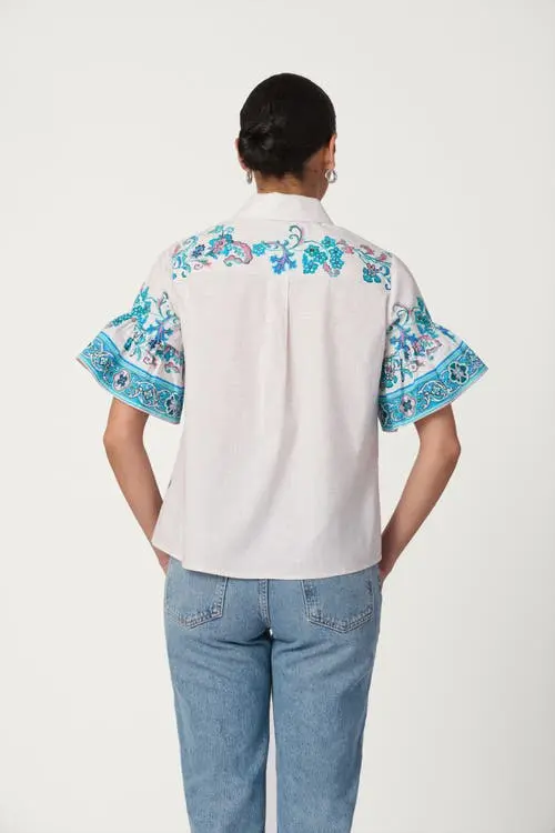 Shoshanna Tile Print Stretch Cotton Blouse