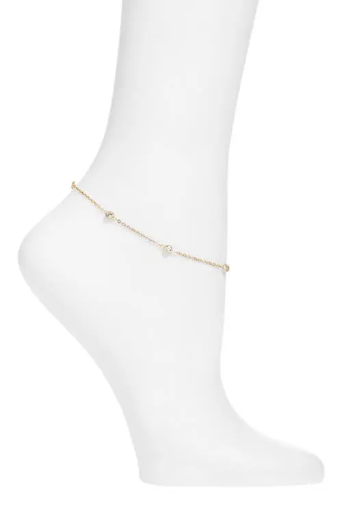 SET & STONES Faye Anklet With Cubic Zirconia Bezel Stations - Gold