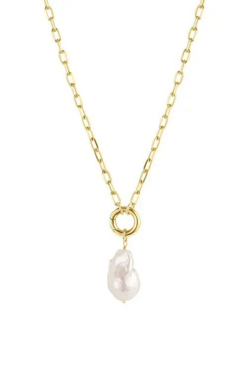 SET & STONES James Baroque Pearl Chain Necklace - Gold