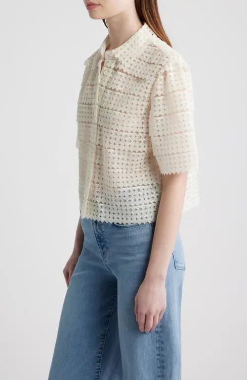 FRAME The Lattice Crochet Button-up Top