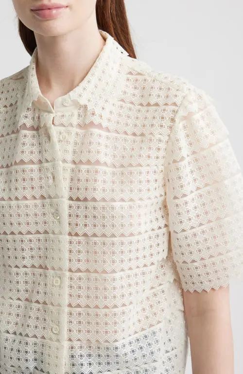 FRAME The Lattice Crochet Button-up Top