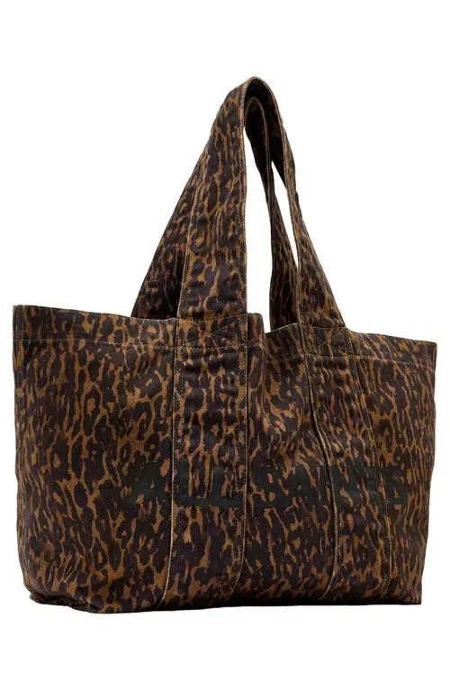 ALLSAINTS Izzy Leopard Print Denim Tote