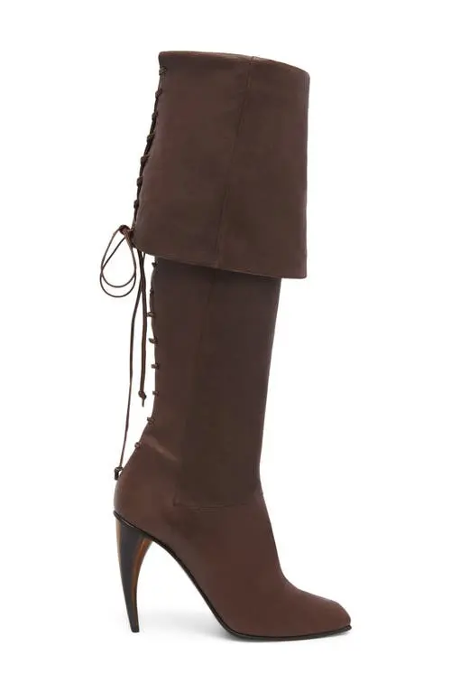 Alexander McQueen Horn Heel Leather Knee High Boots
