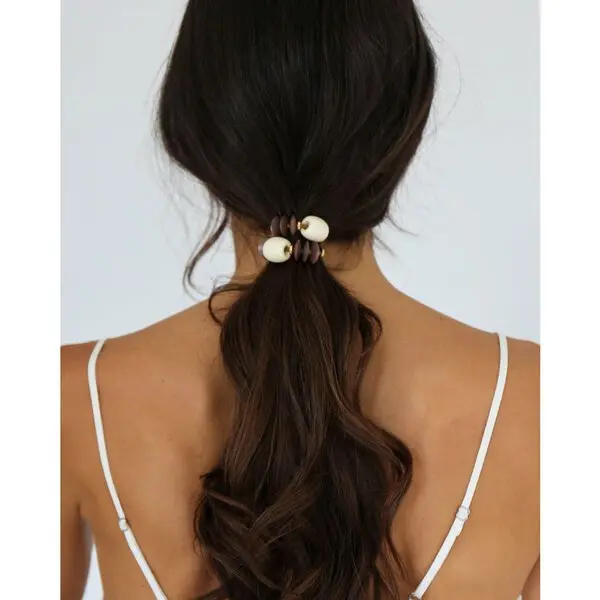 BY LILLA Clove Capsule Beaded Hair Tie - Brown