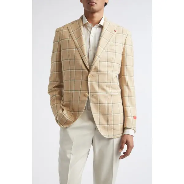 Isaia Windowpane Check Wool Sport Coat