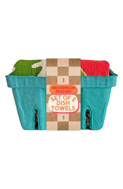 THE NEIGHBORGOODS Set Of 2 Watermelon Peach Dish Towels