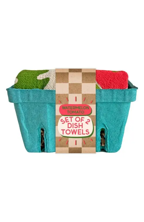 THE NEIGHBORGOODS Set Of 2 Tomato & Watermelon Dish Towels