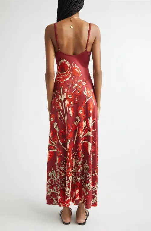 Johanna Ortiz Sendero De Astromelias Floral Maxi Dress - Wine/red