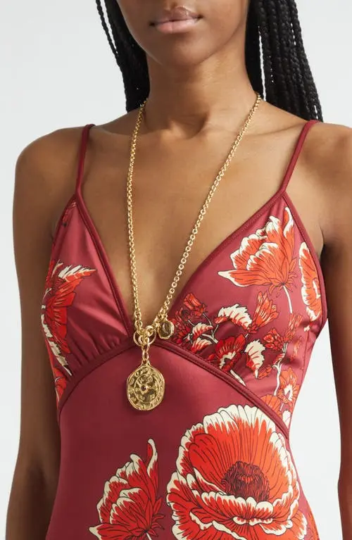 Johanna Ortiz Sendero De Astromelias Floral Maxi Dress - Wine/red