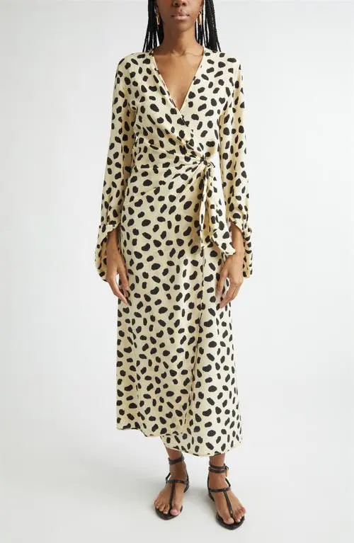 Johanna Ortiz Ollantay Printed Silk Wrap Dress - Ecru/black