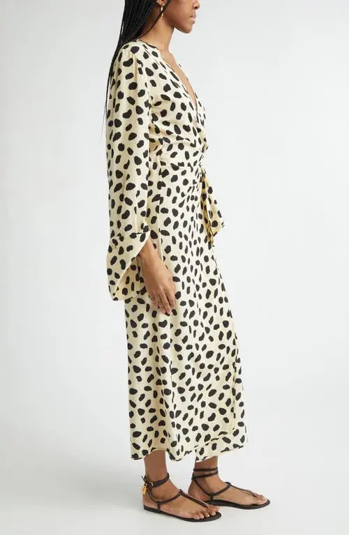 Johanna Ortiz Ollantay Printed Silk Wrap Dress - Ecru/black