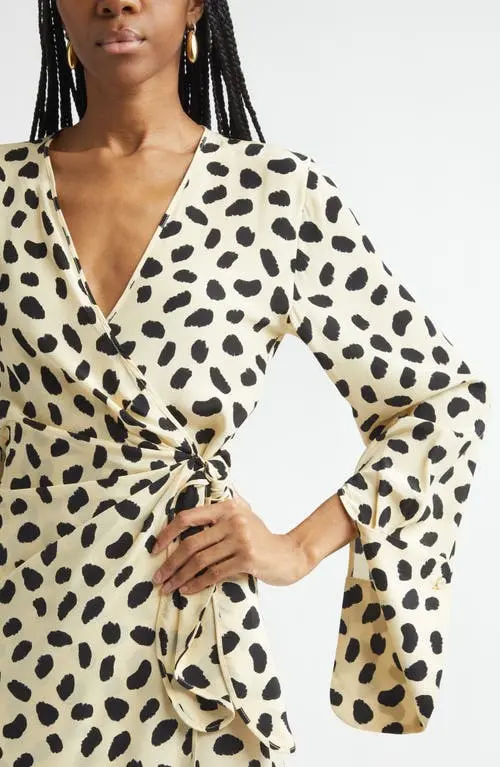 Johanna Ortiz Ollantay Printed Silk Wrap Dress - Ecru/black