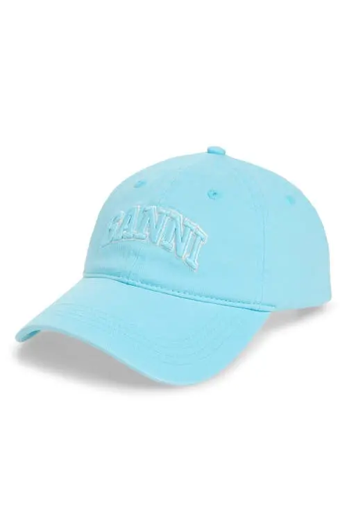 GANNI Washed Cotton Canvas Baseball Cap - Iced Aqua