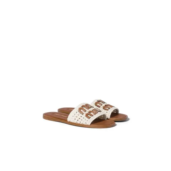 Miu Miu Crochet And Leather Slides