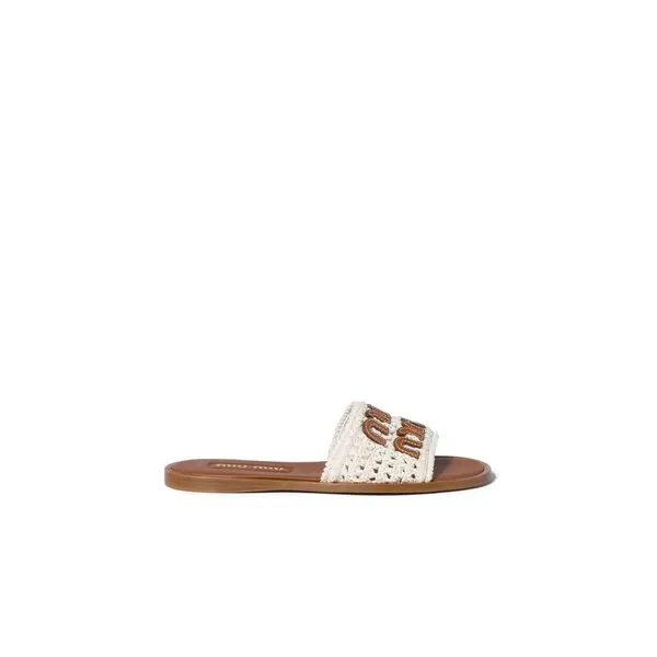 Miu Miu Crochet And Leather Slides