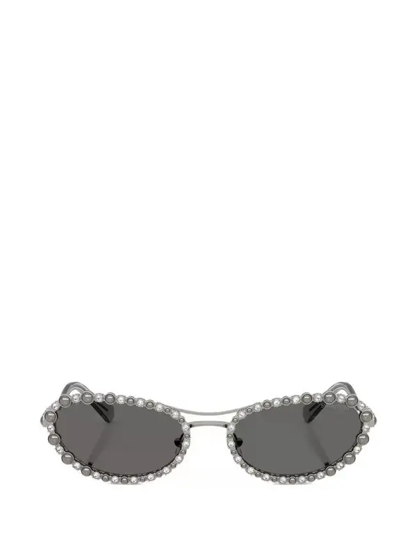 SWAROVSKI Crystal-embellished Oval Sunglasses - Silver