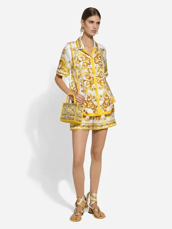 Dolce & Gabbana Majolica Print Silk Twill Shirt - Yellow