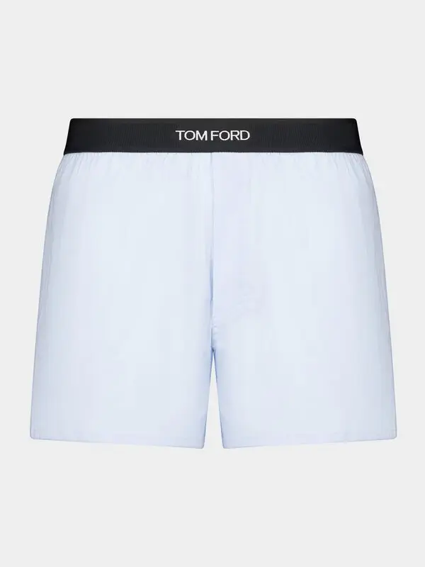TOM FORD Light Poplin Boxers - Blue