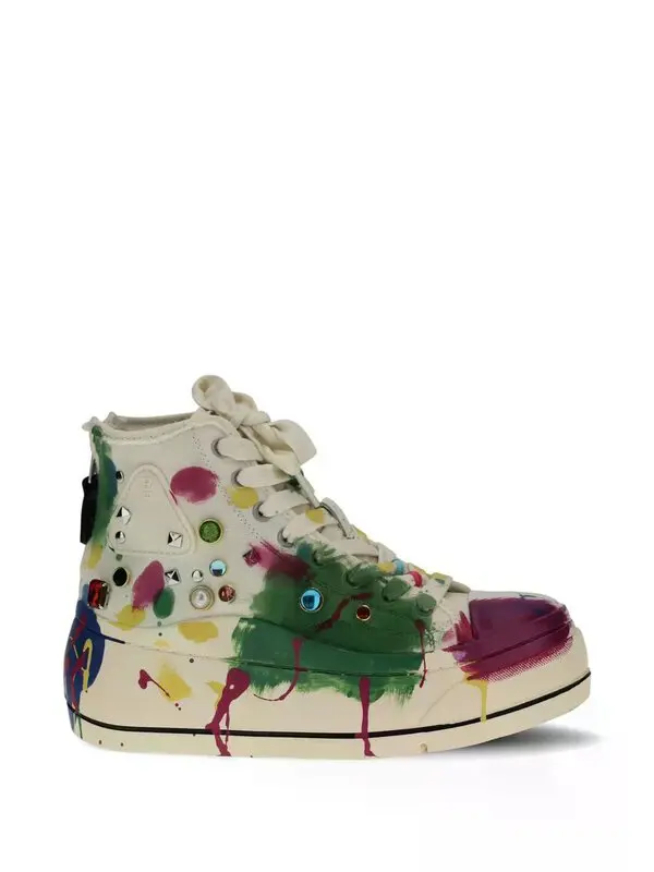 R13 Painted Embellished High-top Sneakers - Neutrals