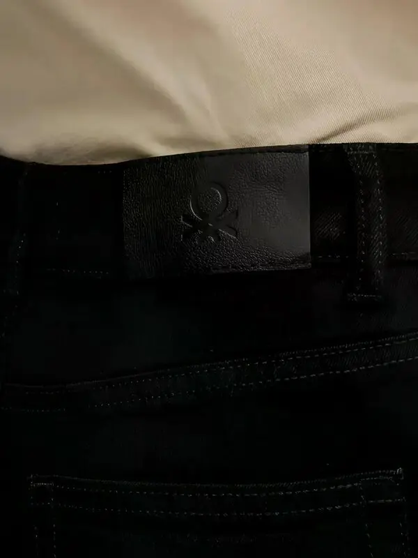 BENETTON Flared Jeans With Logo Patch - Black
