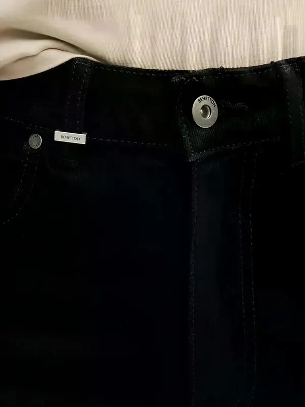 BENETTON Flared Jeans With Logo Patch - Black