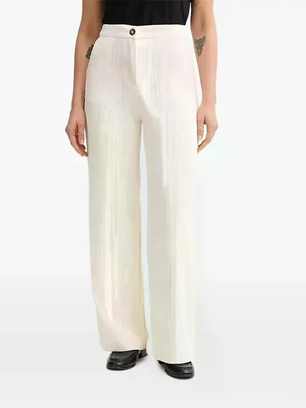 BENETTON Corduroy Wide Leg Trousers - Neutrals