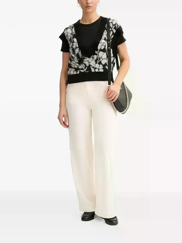 BENETTON Corduroy Wide Leg Trousers - Neutrals