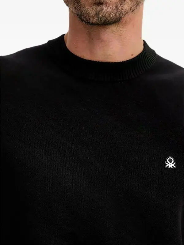 BENETTON Knitted Logo Jumper - Black
