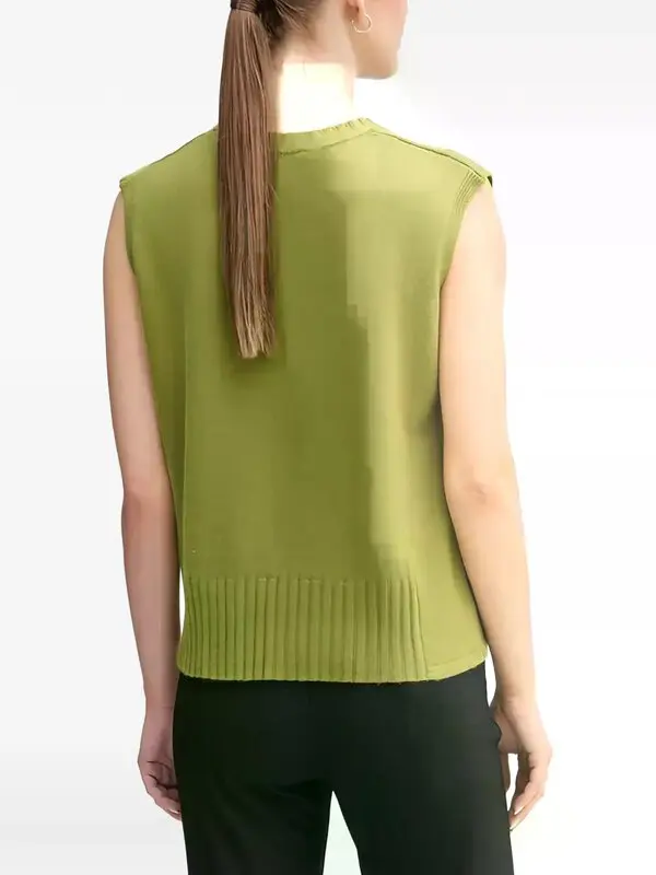 BENETTON Ribbed Sleeveless Knitwear - Green