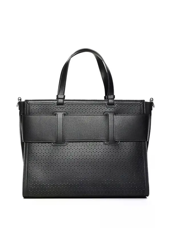Armani Exchange Logo Plaque Perforated Shoulder Bag